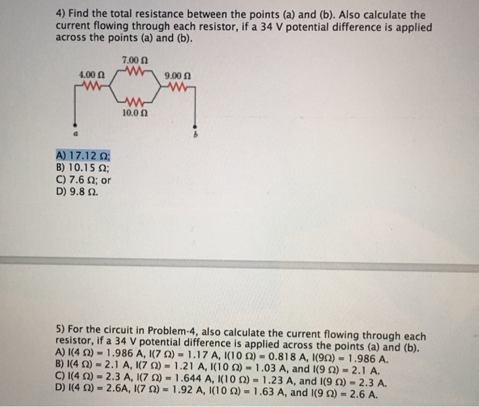 Solved 4) Find the total resistance between the points (a) | Chegg.com