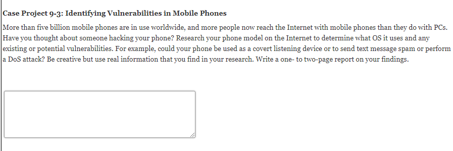 Solved Case Project 9-3: Identifying Vulnerabilities in | Chegg.com