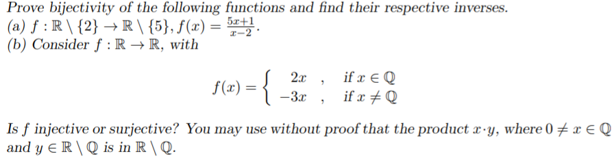 Solved Prove bijectivity of the following functions and find | Chegg.com