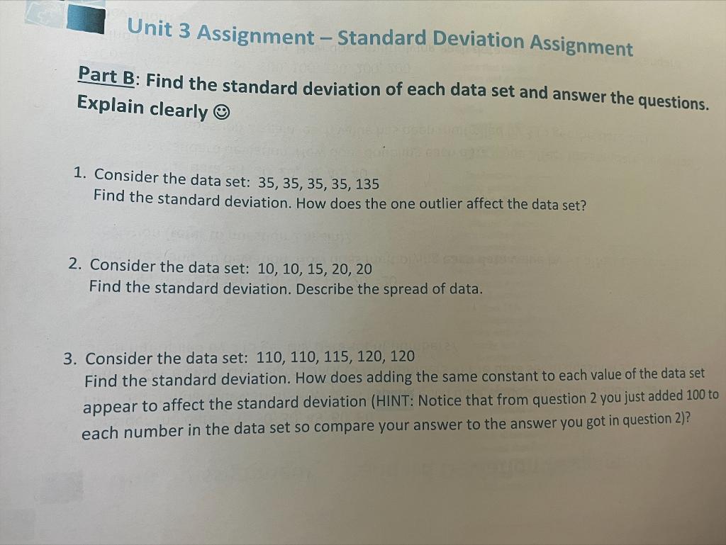 Solved Unit 3 Assignment Standard Deviation Assignment