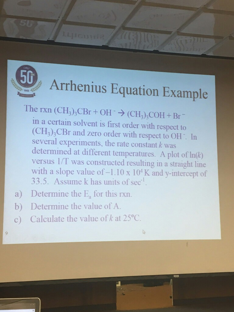Solved ORU 50 Arrhenius Equation Example 1965 The rxn | Chegg.com