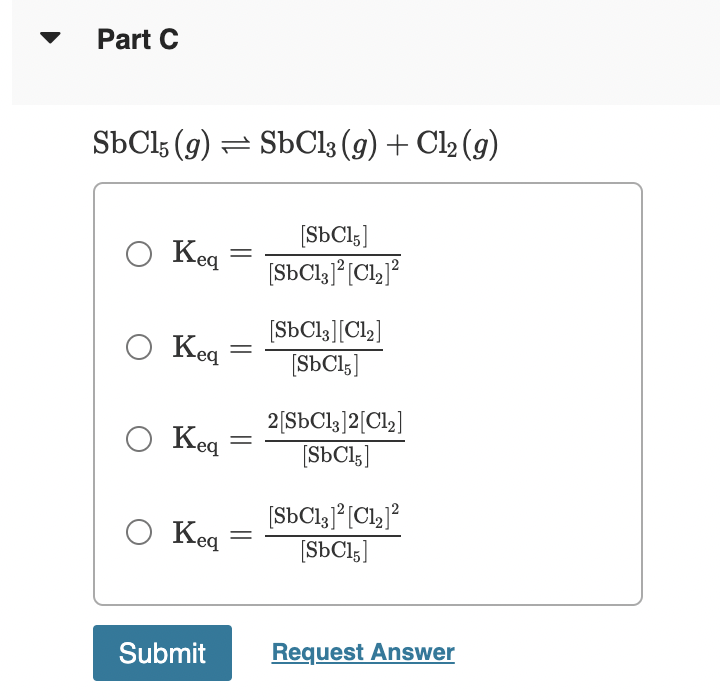 Solved Part A 2CO(g)+O2(g)⇌2CO2(g) Keq=[CO2]2[CO]2[O2] | Chegg.com