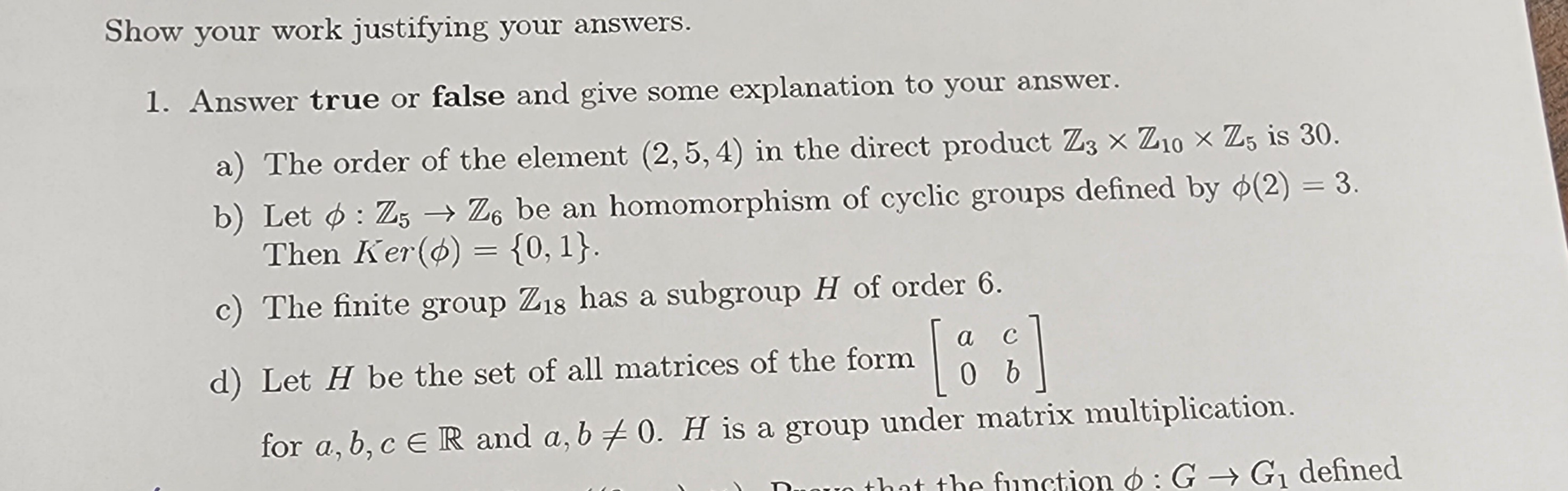 Solved Show your work justifying your answers. 1. Answer | Chegg.com