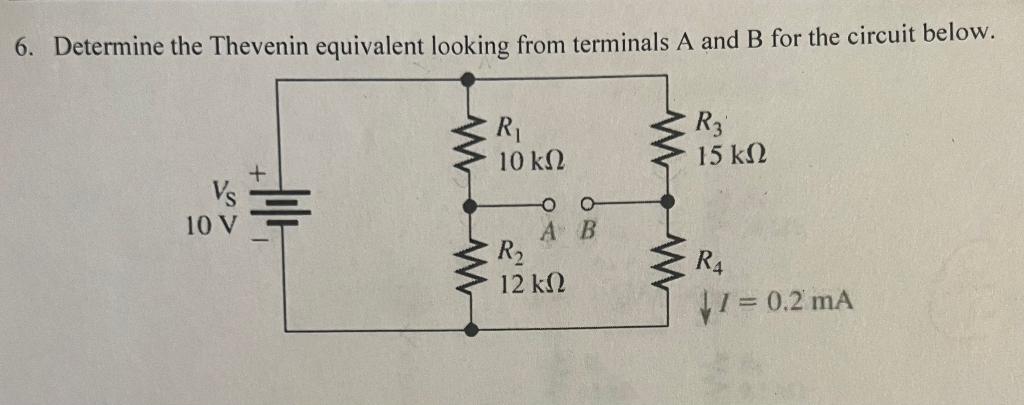 Solved 6. Determine the Thevenin equivalent looking from | Chegg.com