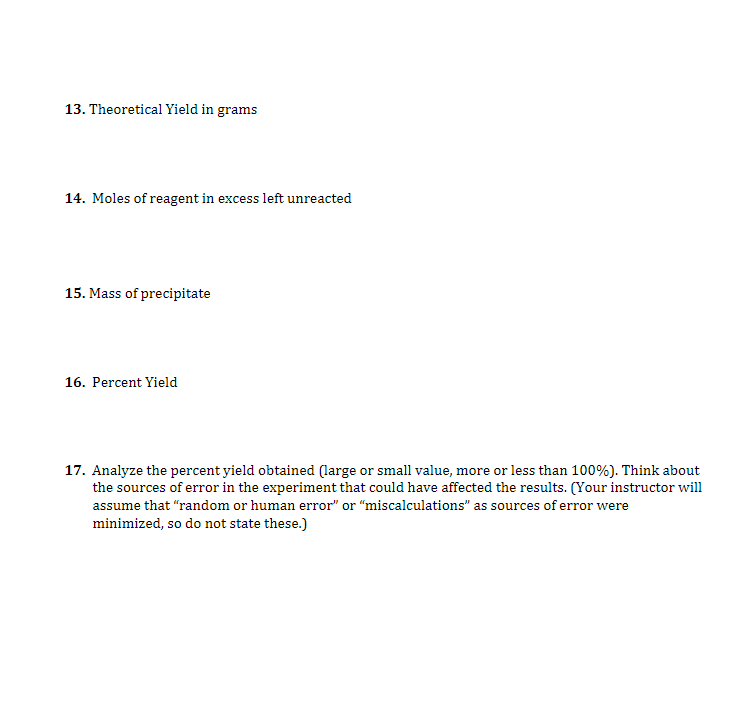 Solved Data for Experiment 11: Introduction to Precipitation | Chegg.com