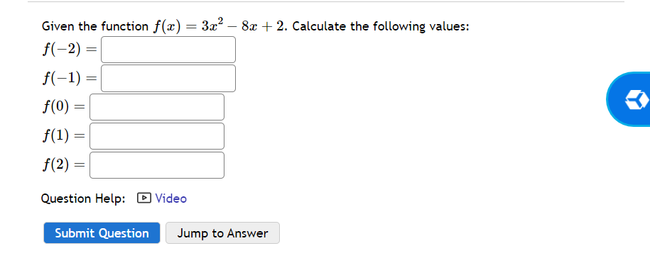 Solved Given the function f(x)=3x2−8x+2. | Chegg.com