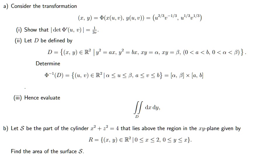 Solved a) Consider the transformation | Chegg.com
