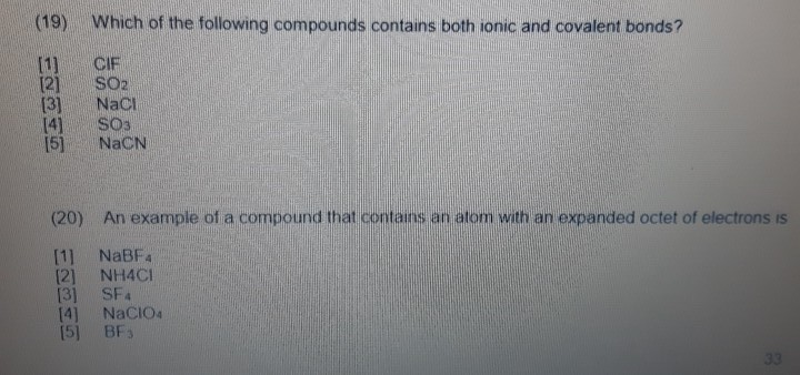 Solved (19) Which of the following compounds contains both | Chegg.com