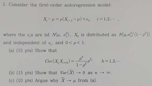 Solved 1. Consider the first-order autoregressive model: | Chegg.com