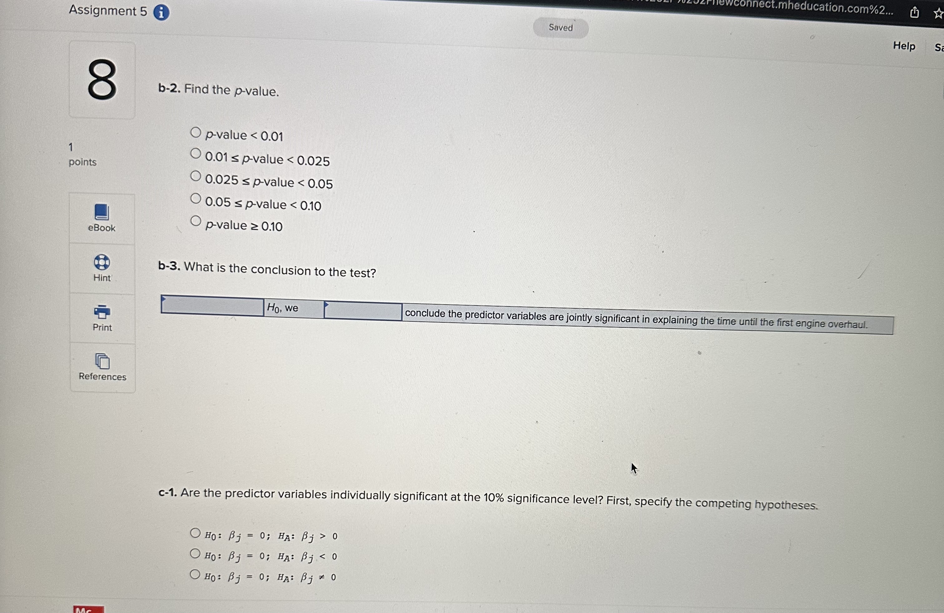 c-1. Are the predictor variables individually | Chegg.com