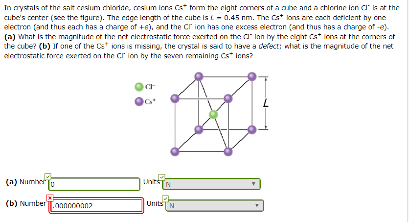 Solved In crystals of the salt cesium chloride, cesium ions | Chegg.com