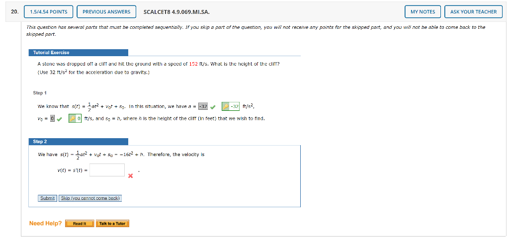 Solved 14. 0/4.54 POINTS PREVIOUS ANSWERS SCALCET8 4.9.039. | Chegg.com
