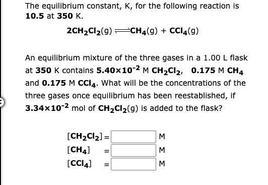 [Solved]: The equilibrium constant, ( mathrm{K} ), for