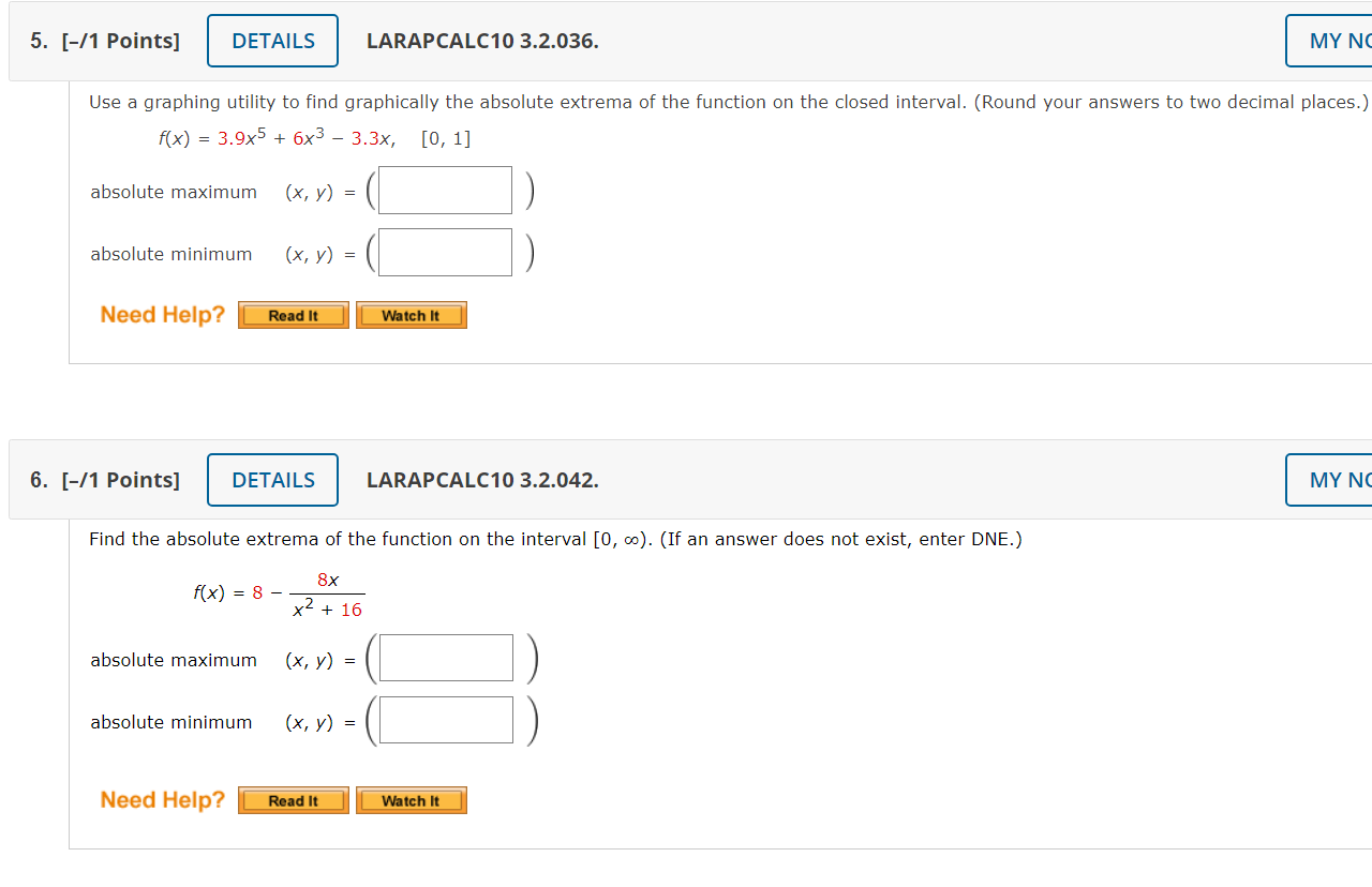 Solved 5. [-/1 Points] DETAILS LARAPCALC10 3.2.036. MY NO | Chegg.com