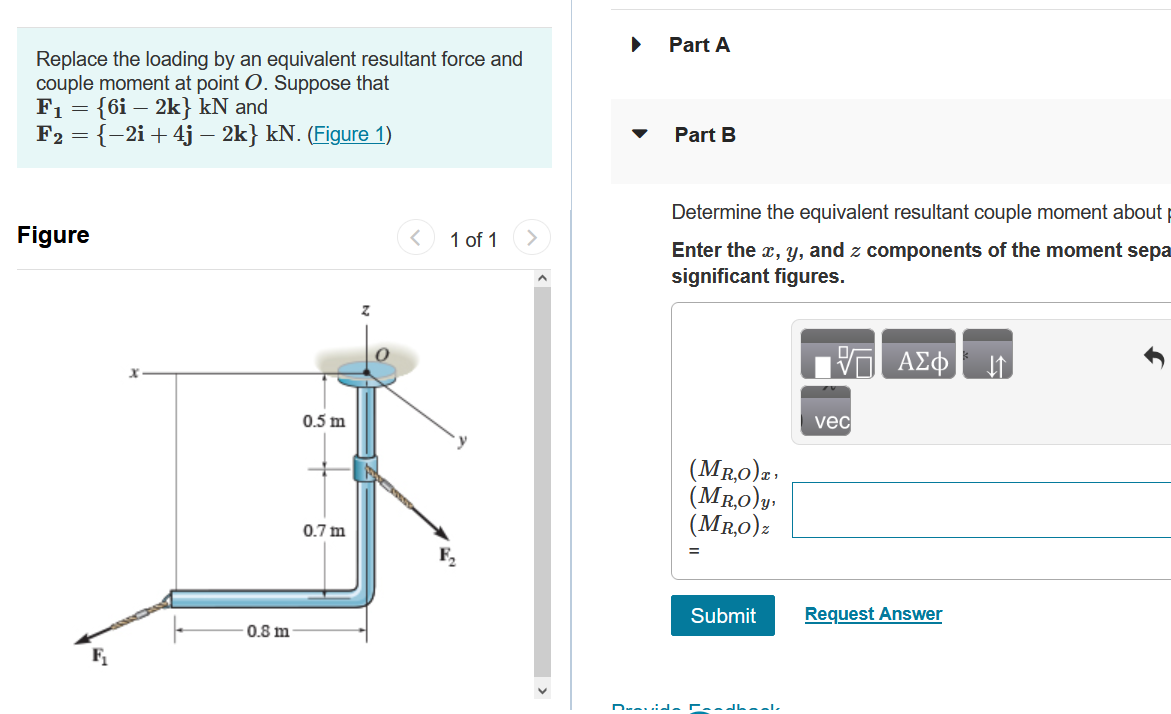 Solved Replace the loading by an equivalent resultant force | Chegg.com