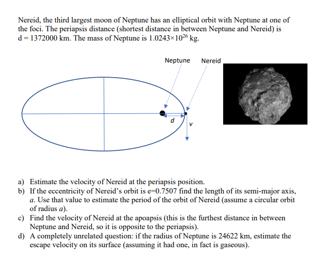 Solved Nereid, the third largest moon of Neptune has an | Chegg.com