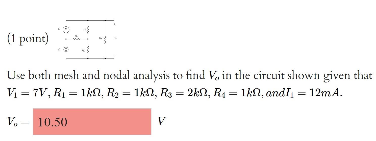 Solved Use both mesh and nodal analysis to find Vo in the | Chegg.com