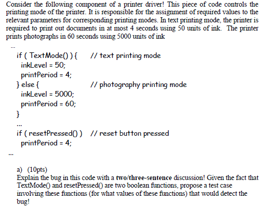 Solved Consider the following component of a printer driver! | Chegg.com
