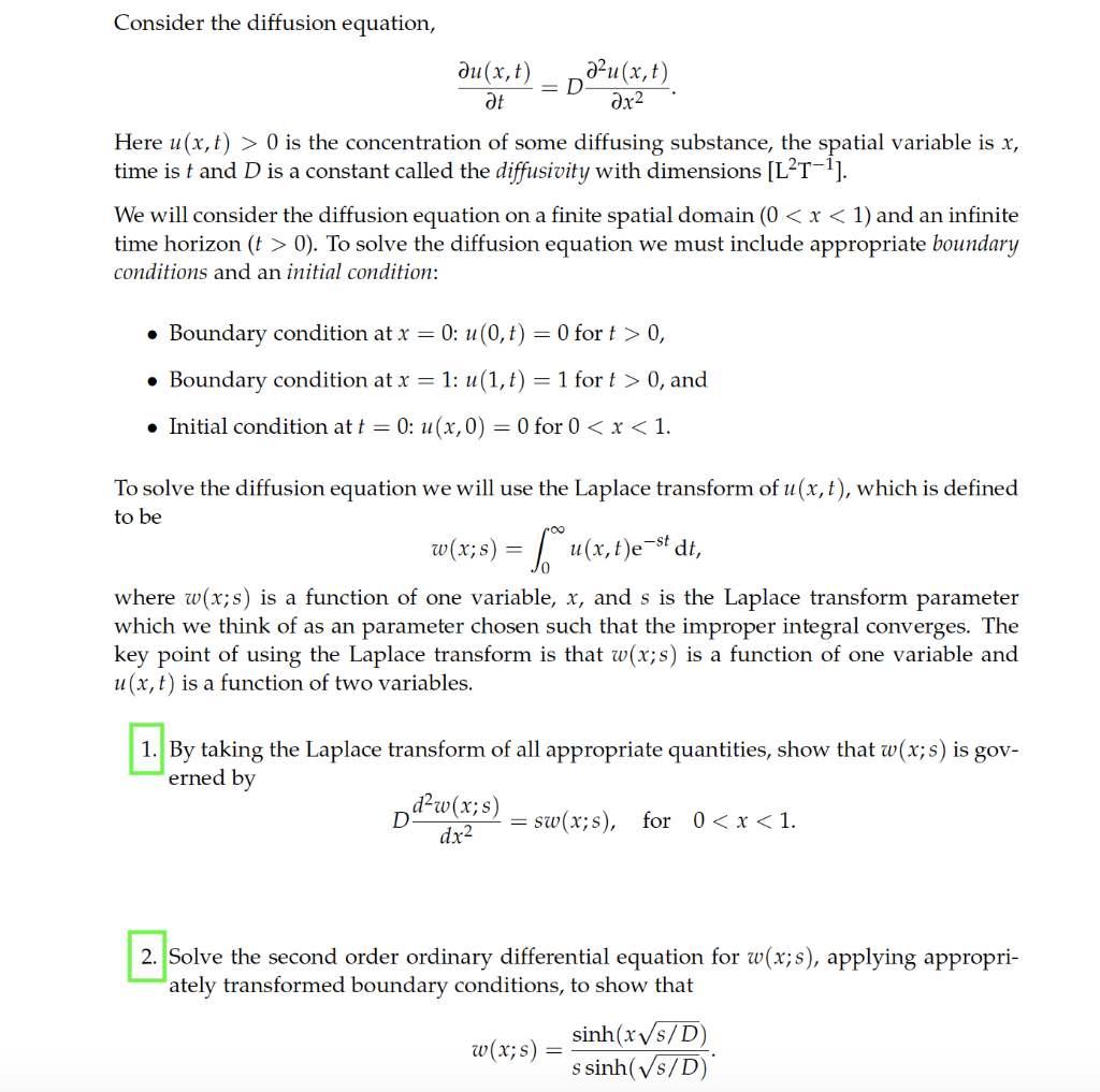 Solved Consider the diffusion equation, geu (x, t) az? | Chegg.com