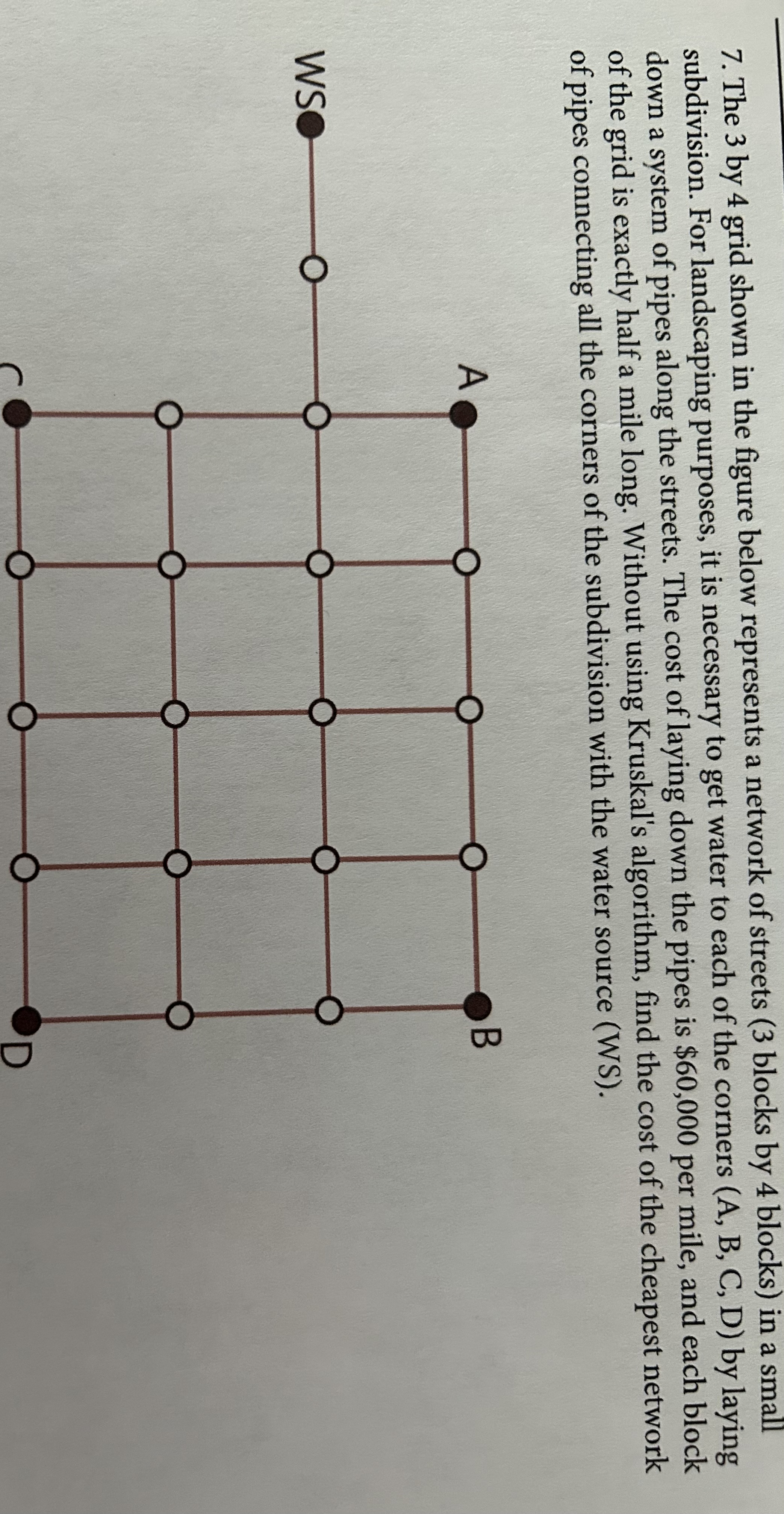 Solved 7. The 3 by 4 grid shown in the figure below | Chegg.com