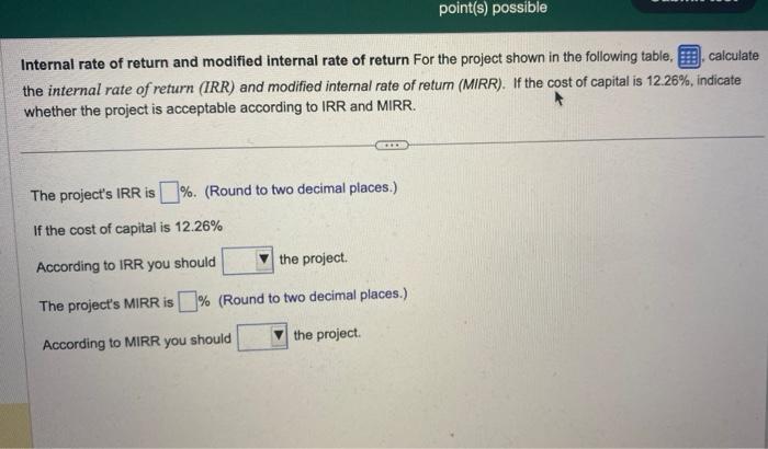 Solved Internal rate of return and modified internal rate of | Chegg.com