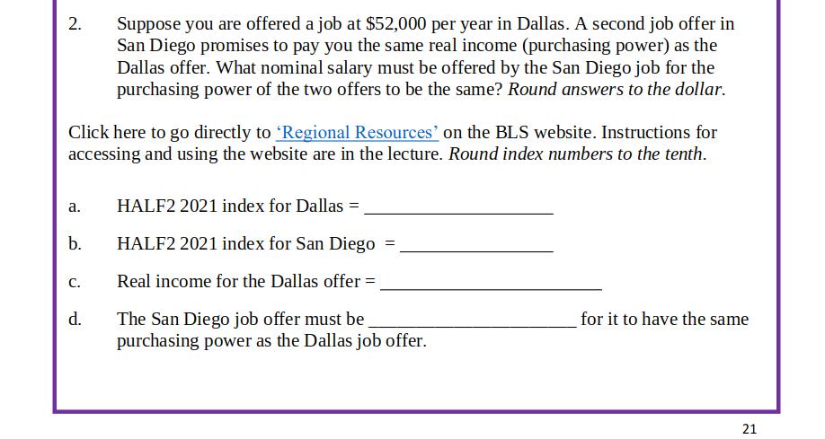 Solved 2. Suppose you are offered a job at $52,000 per year | Chegg.com