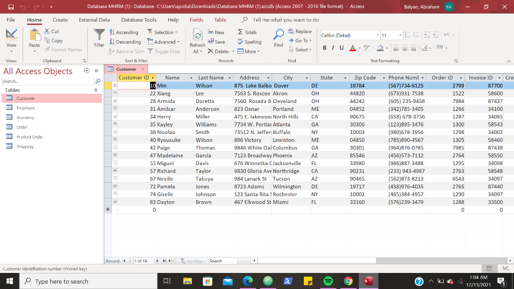 5 Database MHRM (1): Database- | Chegg.com