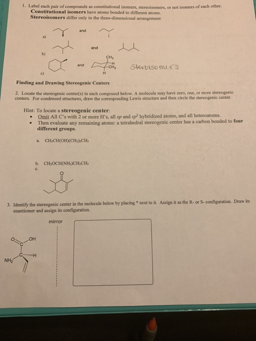 Solved 1. Label each pair of compounds as constitutional | Chegg.com