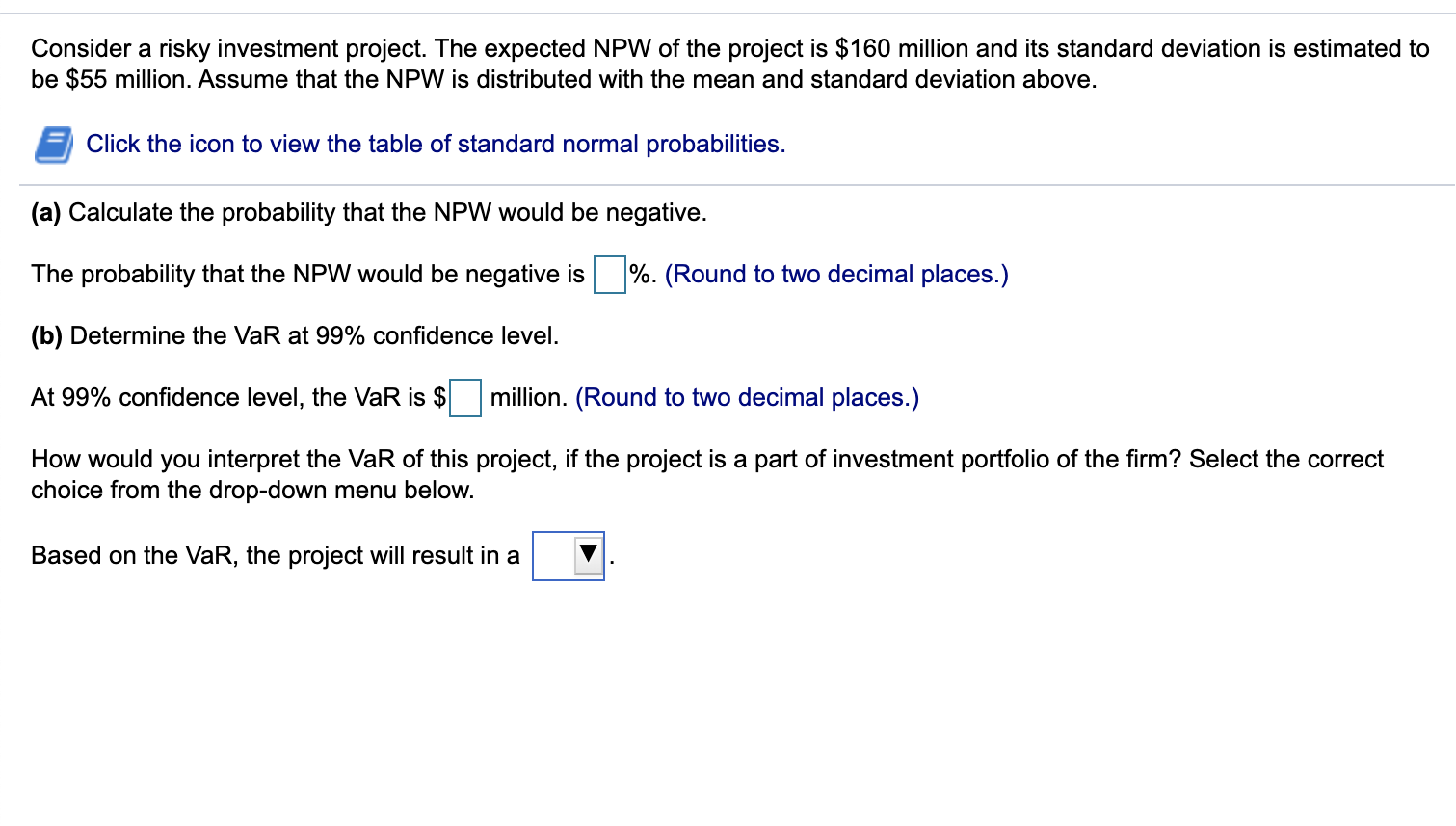 Solved Consider a risky investment project. The expected NPW | Chegg.com