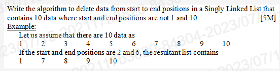 Solved Write the algorithm to delete data from start to end | Chegg.com