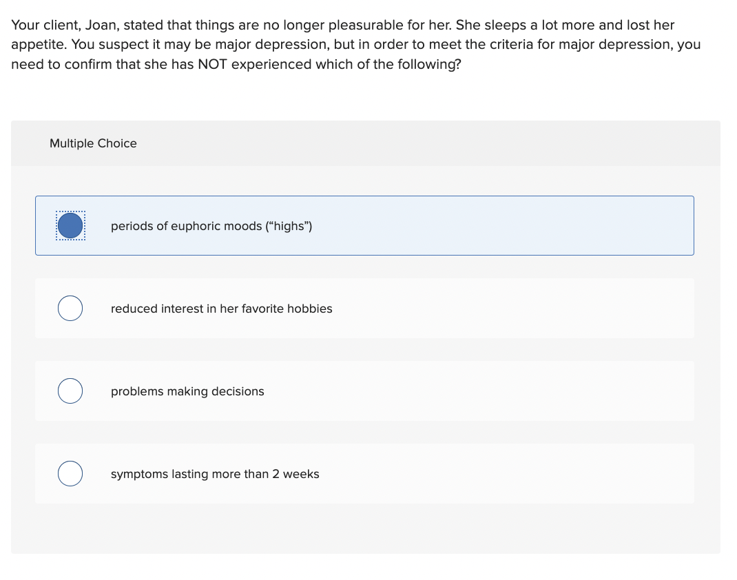 Solved Your client, Joan, stated that things are no longer | Chegg.com