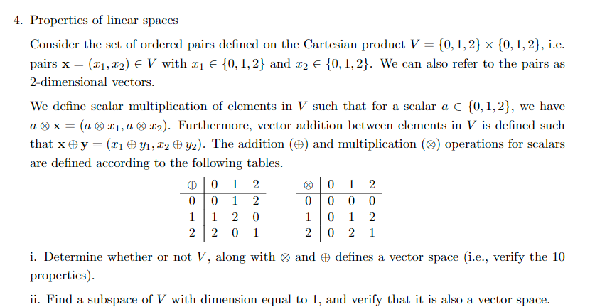 Solved Properties of linear spaces Consider the set of | Chegg.com