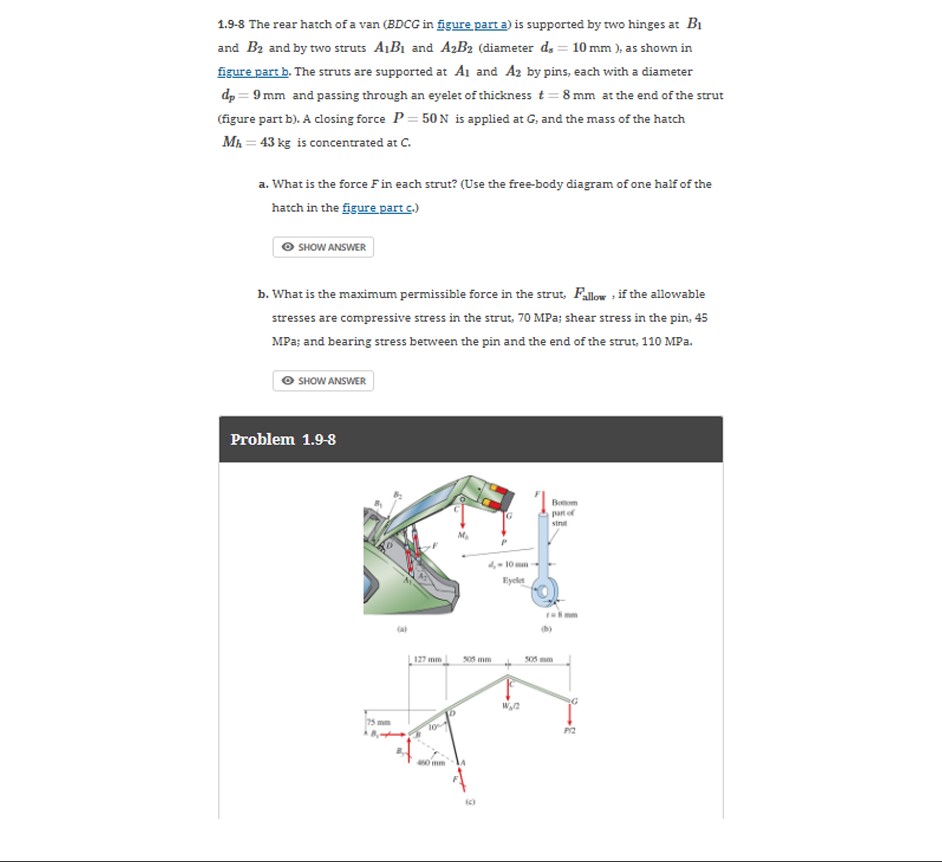 Solved BDCG in ﻿figure part aB1and B2 ﻿and by ﻿two struts | Chegg.com