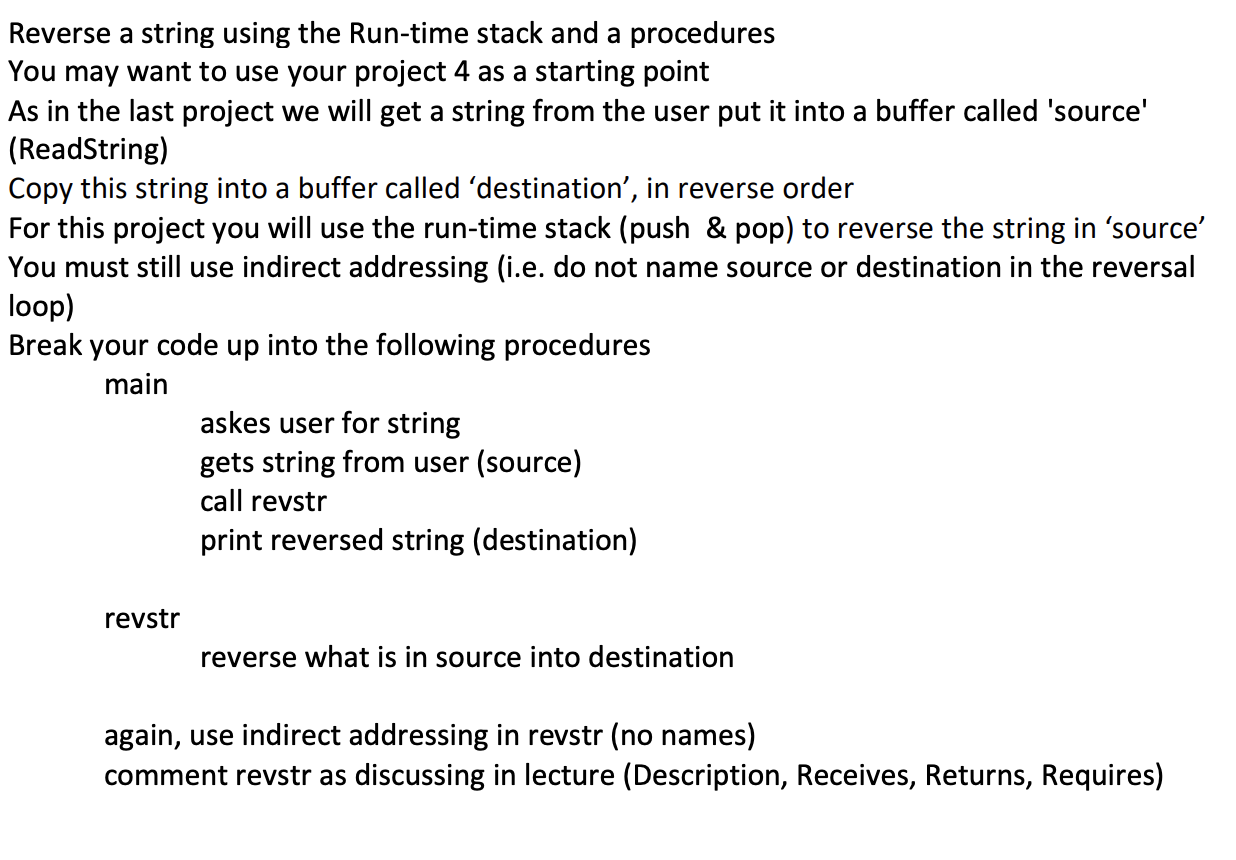 Solved Reverse a string using the Run-time stack and a | Chegg.com