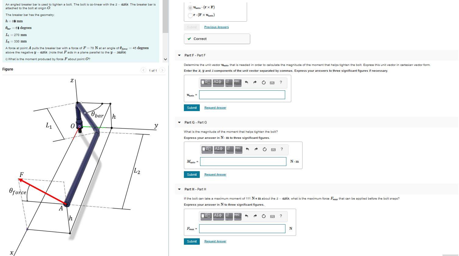 Solved aris. The breaker bar is An angled breaker bar is | Chegg.com