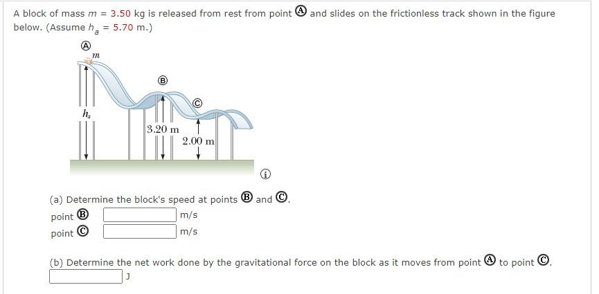 Solved A block of mass m=3.50 kg is released from rest from | Chegg.com