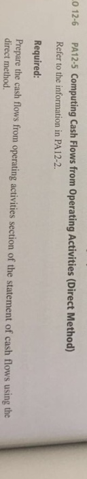 Solved 0 12-6 PA12-5 Computing Cash Flows from Operating | Chegg.com