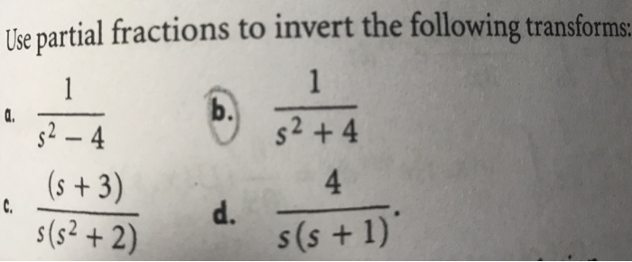 Solved Use partial fractions to invert the following | Chegg.com
