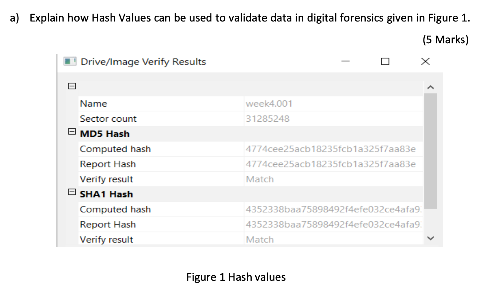 Solved a) Explain how Hash Values can be used to validate | Chegg.com