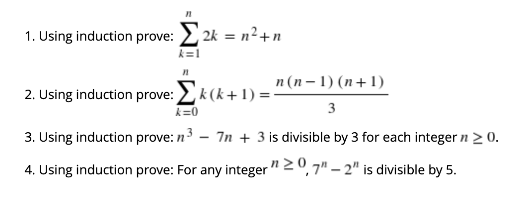 Solved 11 1. Using induction prove: 2k = n2+n =n k=1 11 | Chegg.com