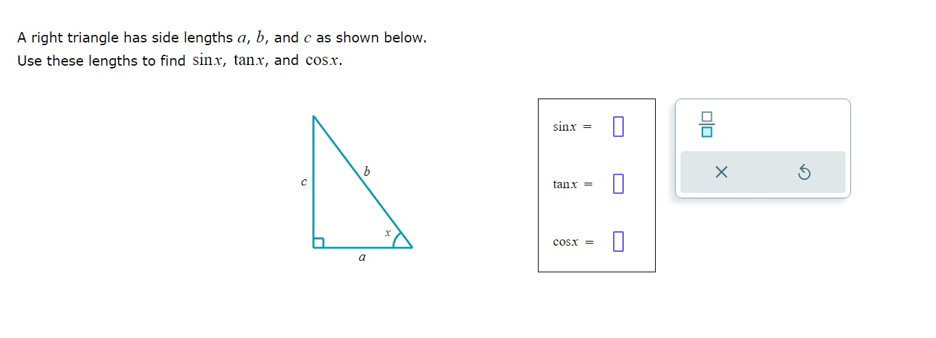 Solved A right triangle has side lengths a,b, ﻿and c ﻿as | Chegg.com