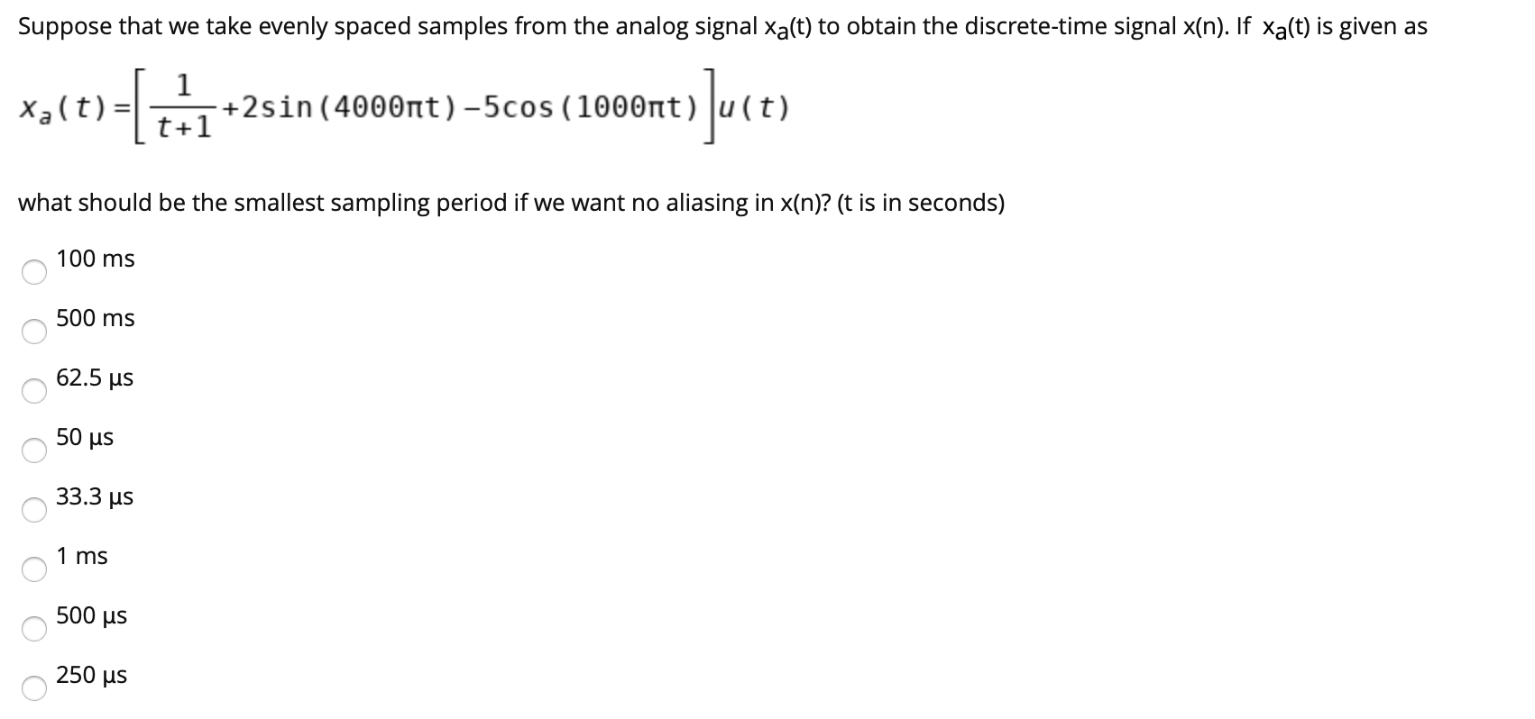 Solved Suppose that we take evenly spaced samples from the | Chegg.com