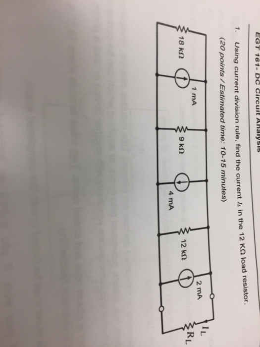 Solved EGT 161- Dc Circuit Analysis Using current division | Chegg.com