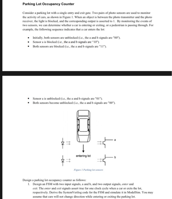 Parking Lot Occupancy Counter Consider a parking lot | Chegg.com