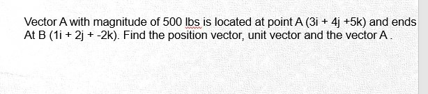 Solved Vector A with magnitude of 500 lbs is located at | Chegg.com