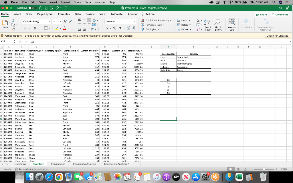 1) Use an INDEX MATCH function to fill in Column D by | Chegg.com