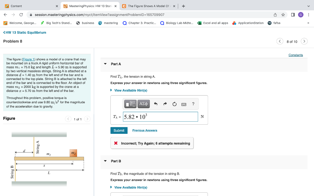 Solved Content X MasteringPhysics: HW 13 Stati x C The | Chegg.com