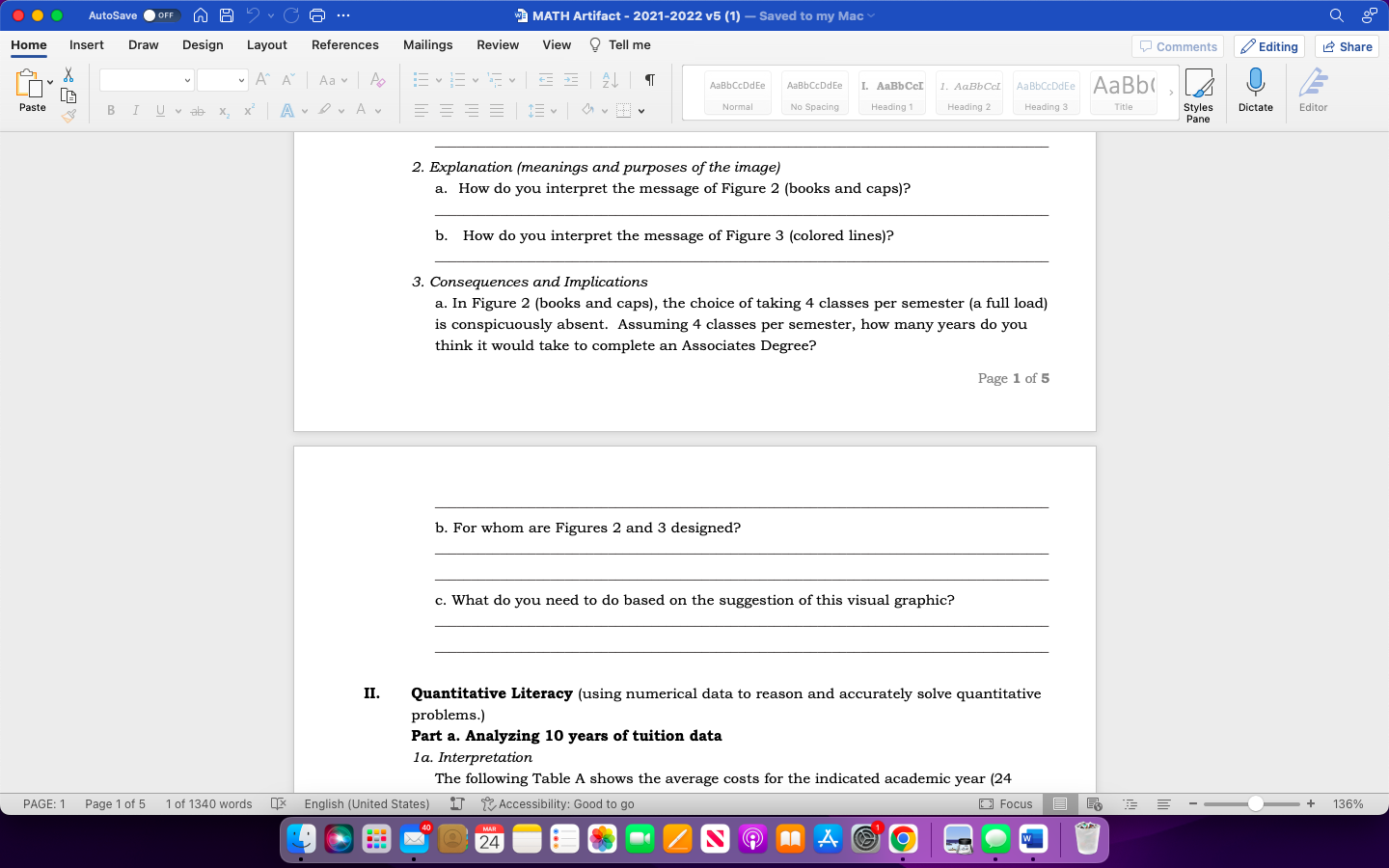 MATH Assignment for Core Assessment, 2021-2022 DRAFT | Chegg.com