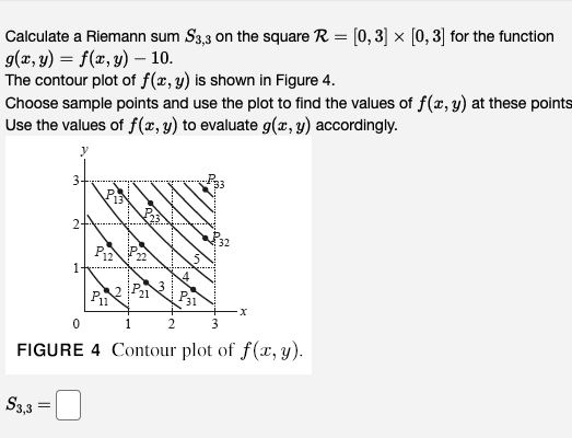 Solved Calculate a Riemann sum S3,3 on the square R= [0,3] | Chegg.com