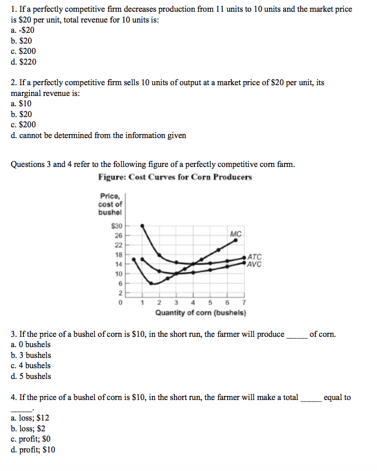 Solved 1 If A Perfectly Competitive Firm Decreases Chegg